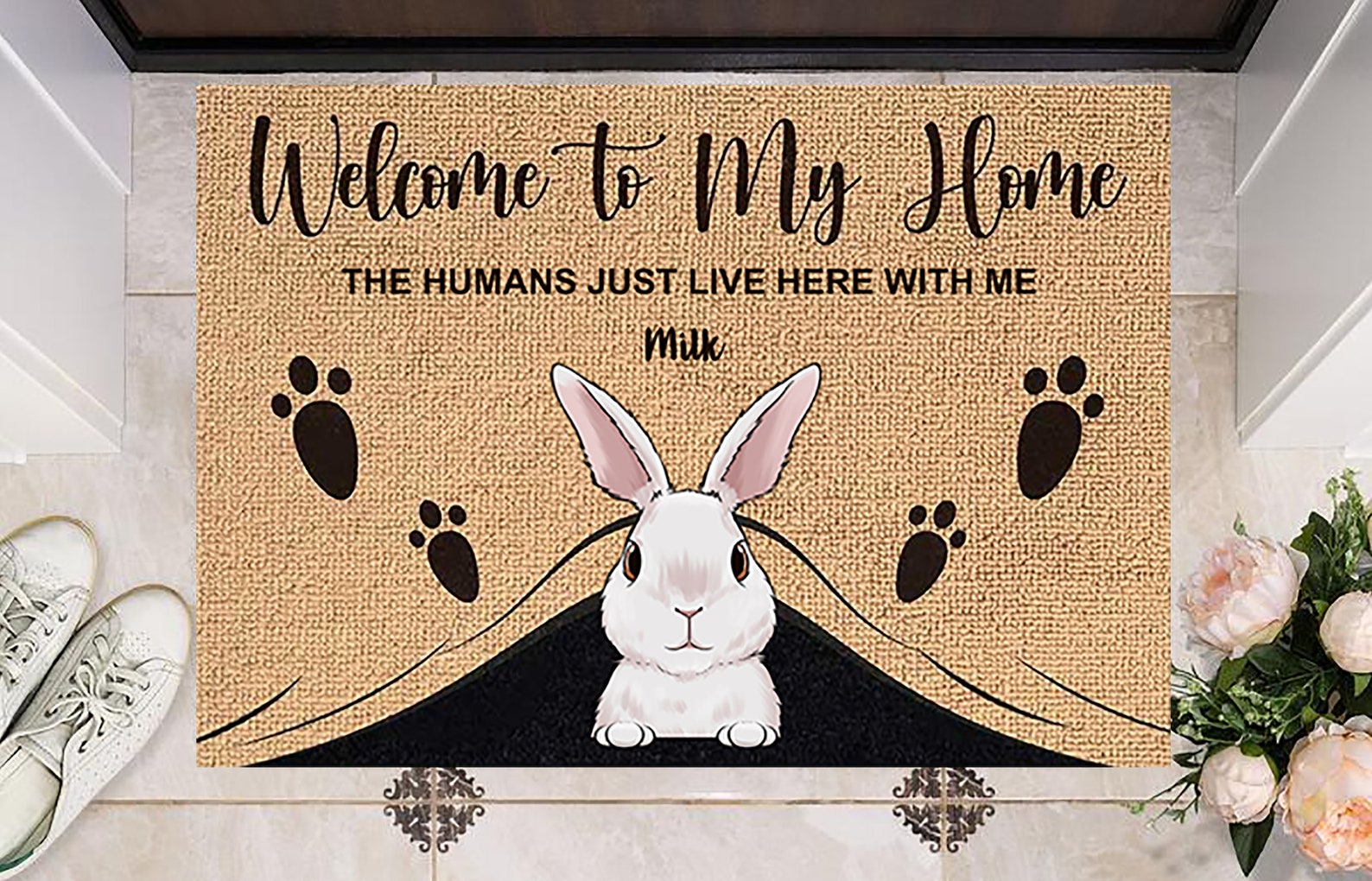 Welcome to the Rabbit House Doormat Bunny Welcome Doormat - Etsy