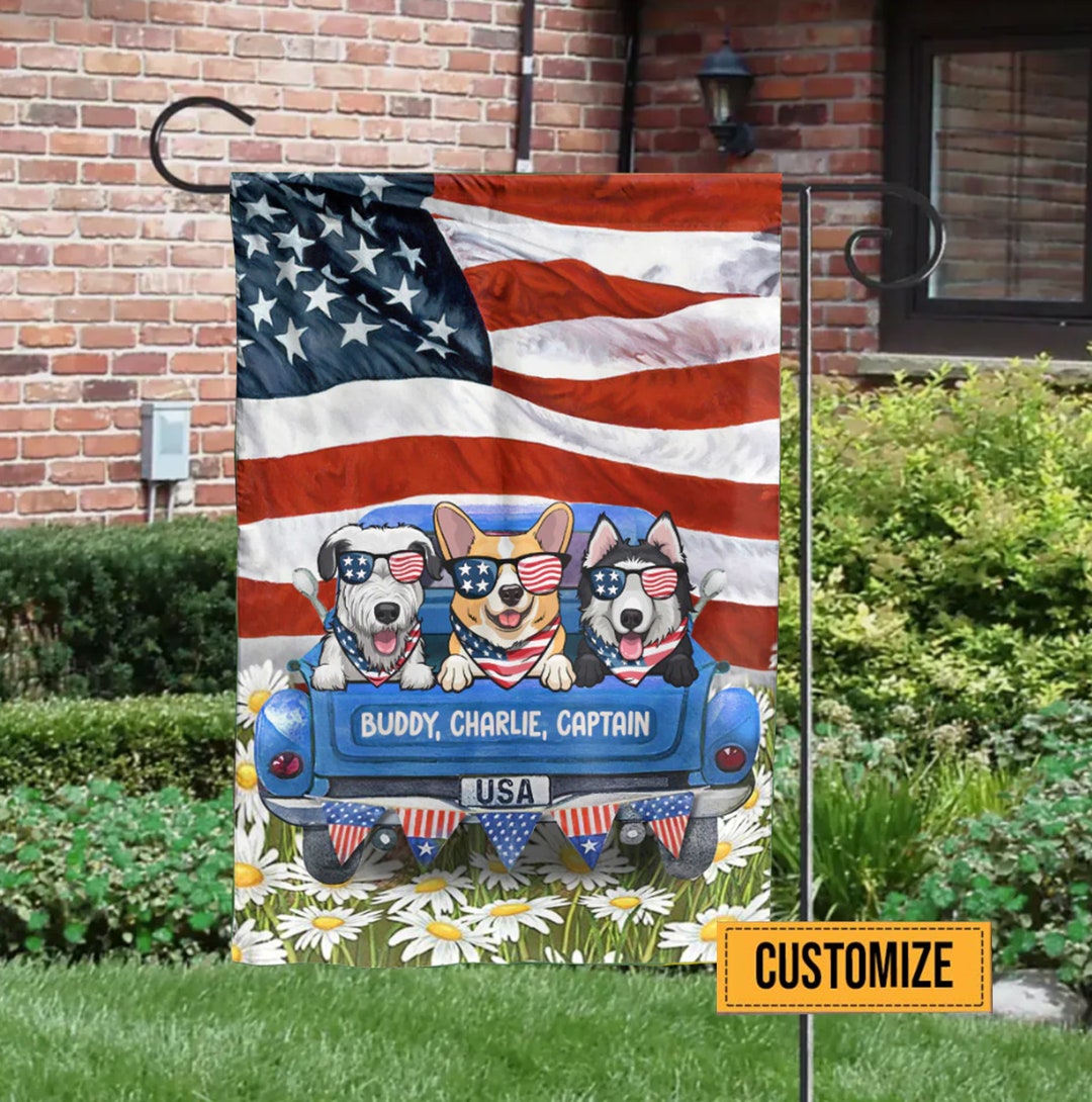 American Dog House Flag, Personalized Dog Welcome Flag, Funny Dog ...