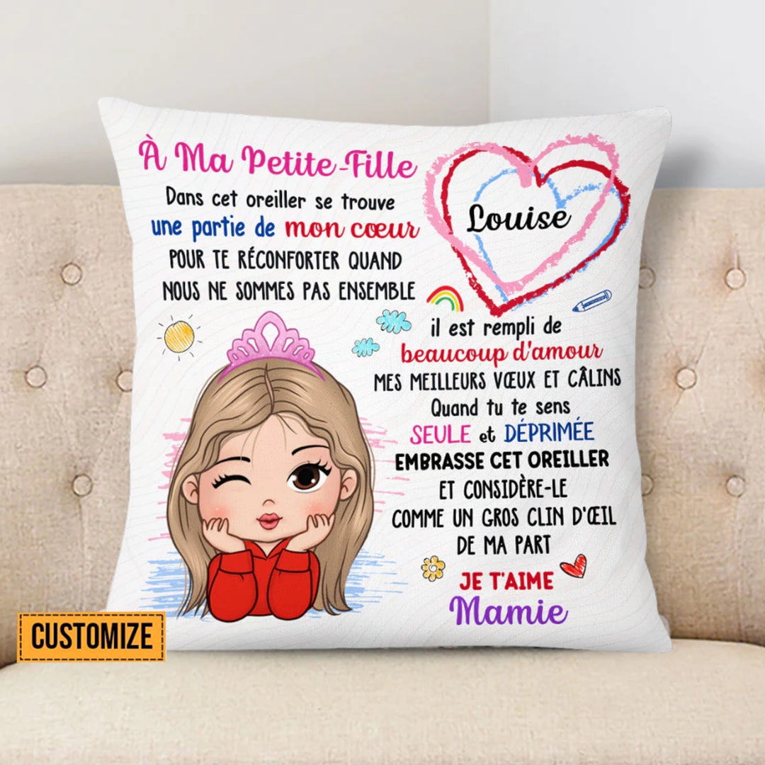 Granddaughter Pillow, Petite Fille, French Cuddle Pillow, Birthday Gift ...