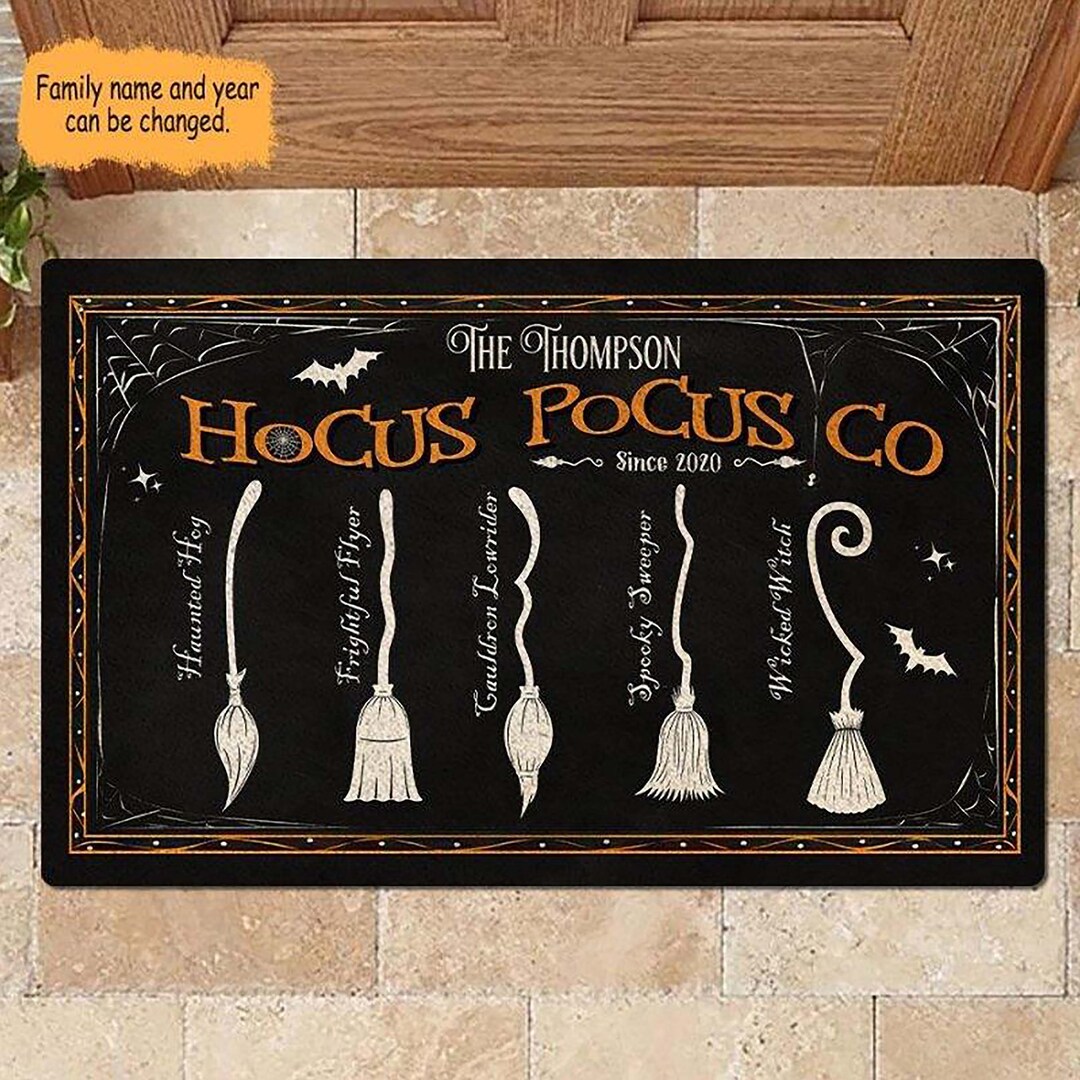 Hocus Pocus Co. Family Personalized Halloween Doormat, Customized Witch ...