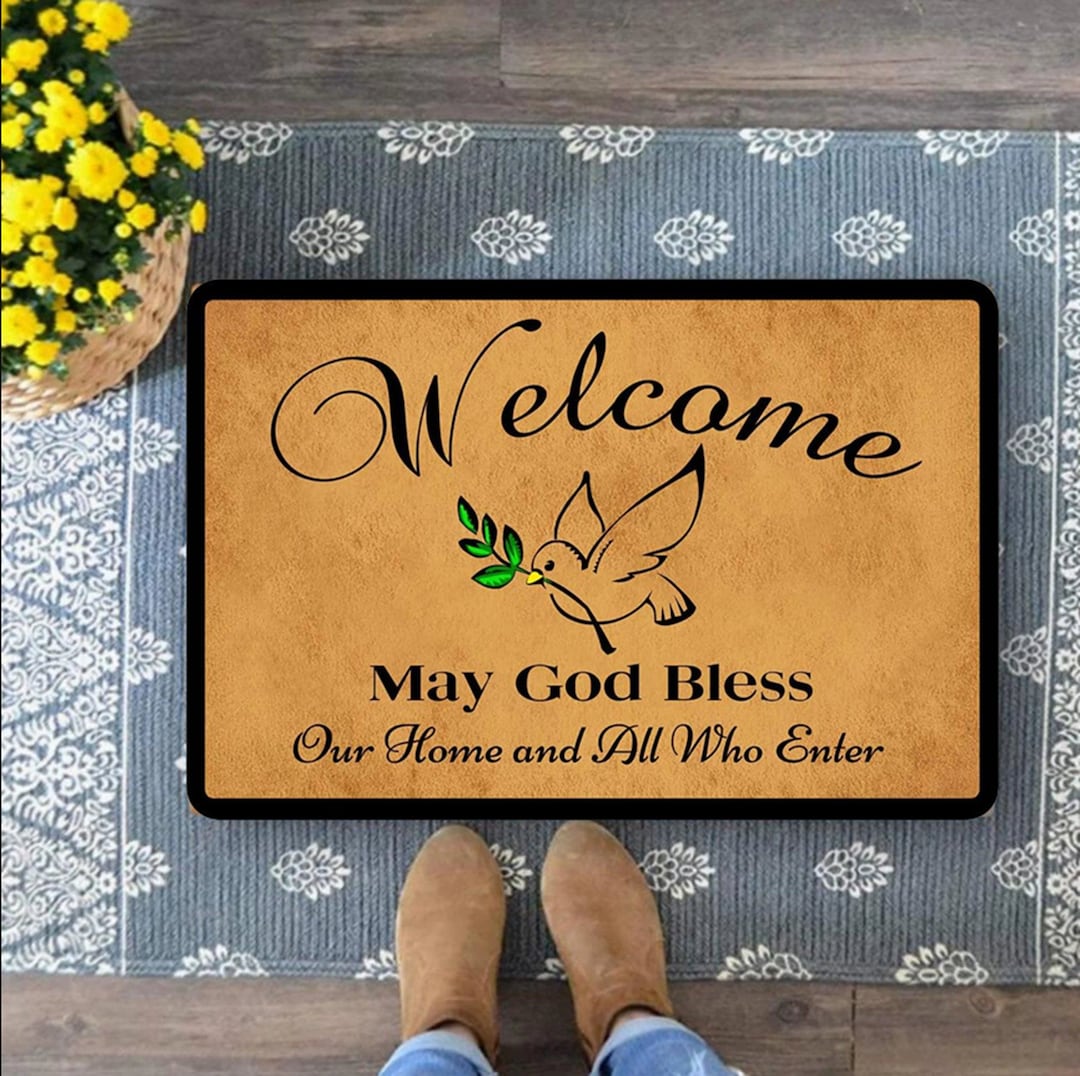 Welcome May God Bless All Who Enter Doormat, Funny Doormat, Humorous ...