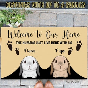 Welcome to the Rabbit House Doormat, Bunny Welcome Doormat ...