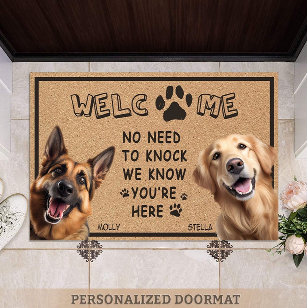Dog Custom Doormat, Personalized Funny Dog Welcome Door Mat, Outdoor ...