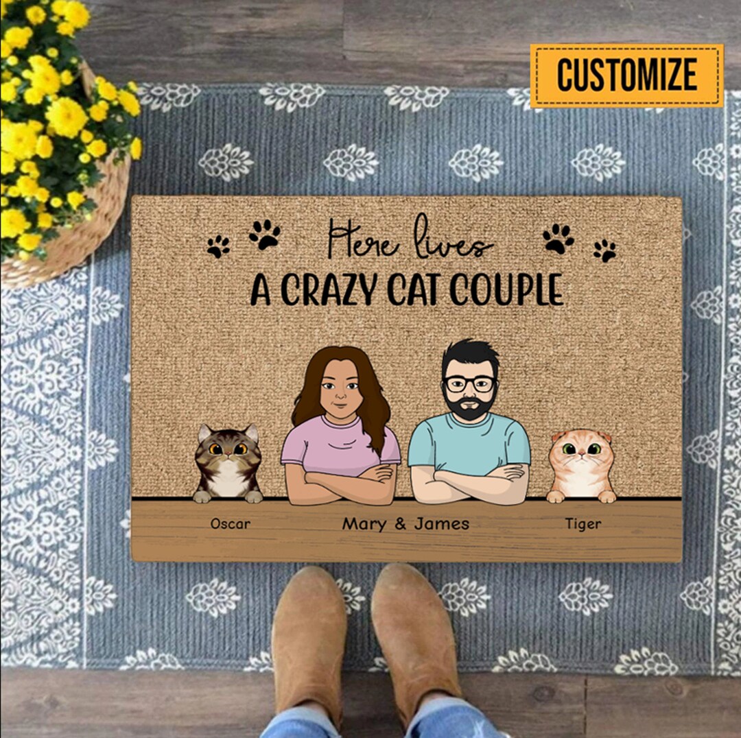 Welcome Cat House Doormat, Funny Cat Parents Doormat, Humorous Cat ...