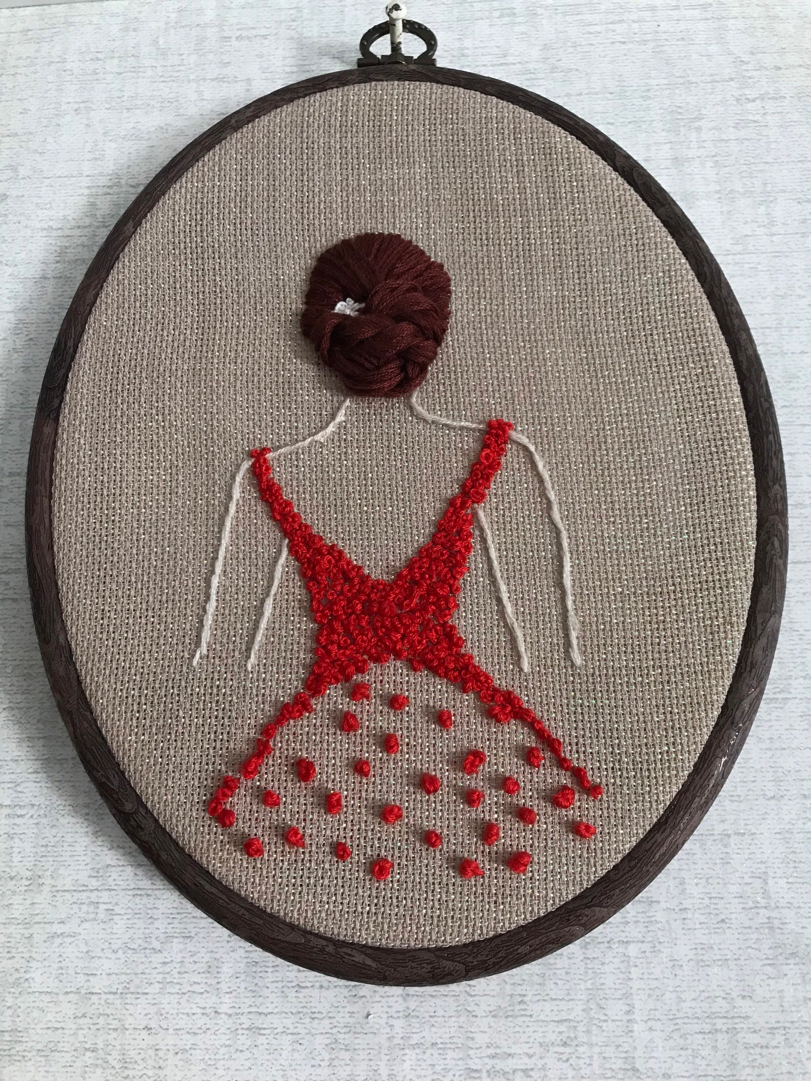 Woman in Red 3D Hand Embroidered Hoop Art, Modern Embroidery, Women ...