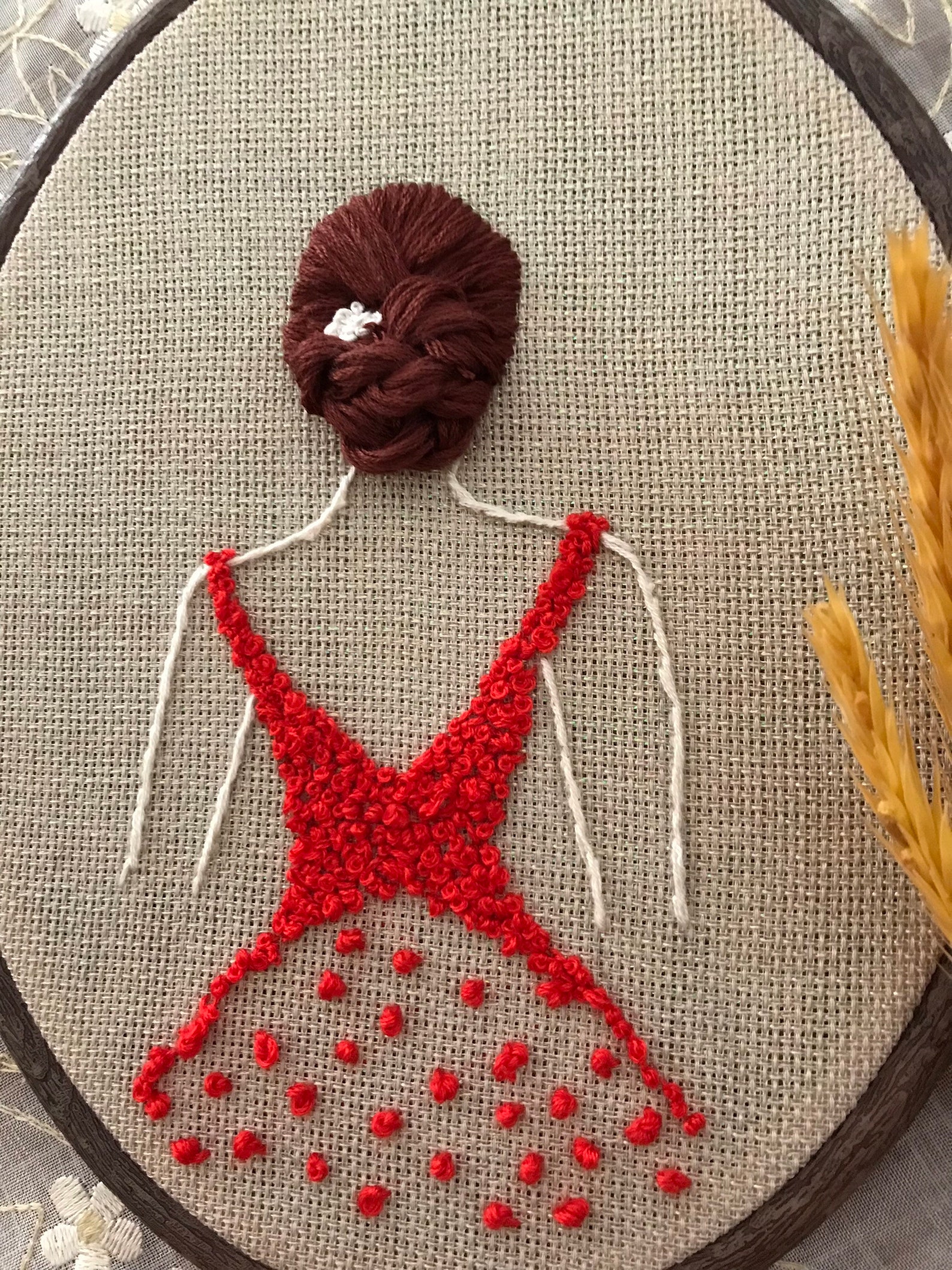 Woman in Red 3D Hand Embroidered Hoop Art, Modern Embroidery, Women ...