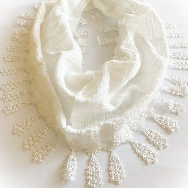 Lace Fringe Scarf - Etsy