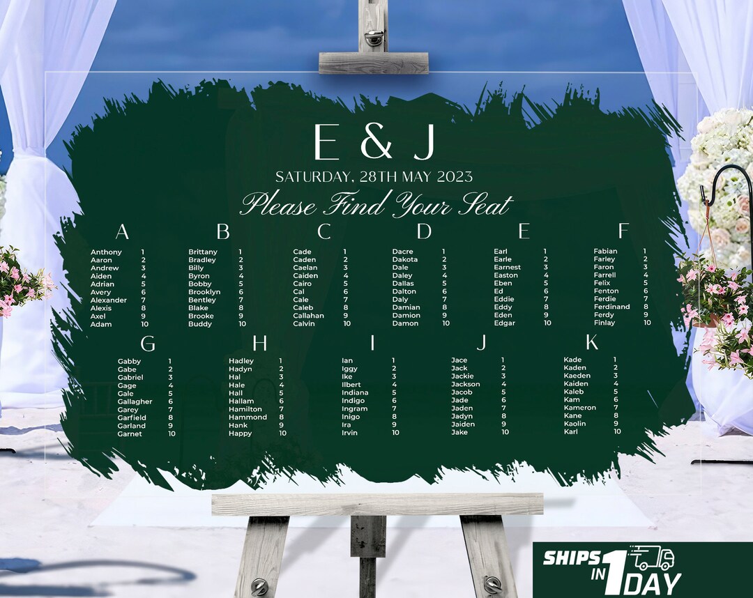 Seating Chart, Find Your Seat Sign, Acrylic Custom Seating Chart ...