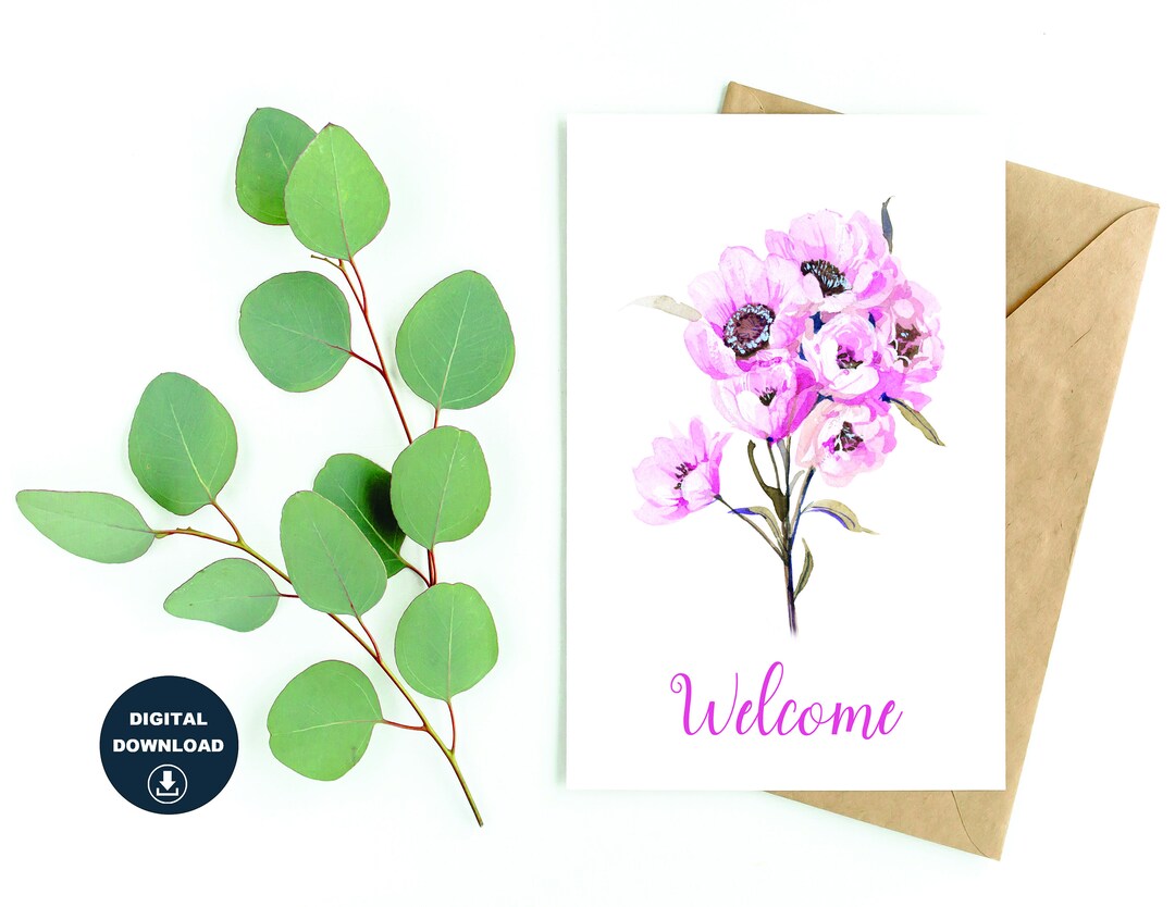 Printable Welcome Card Instant Download Blank Inside DIY Print at Home ...