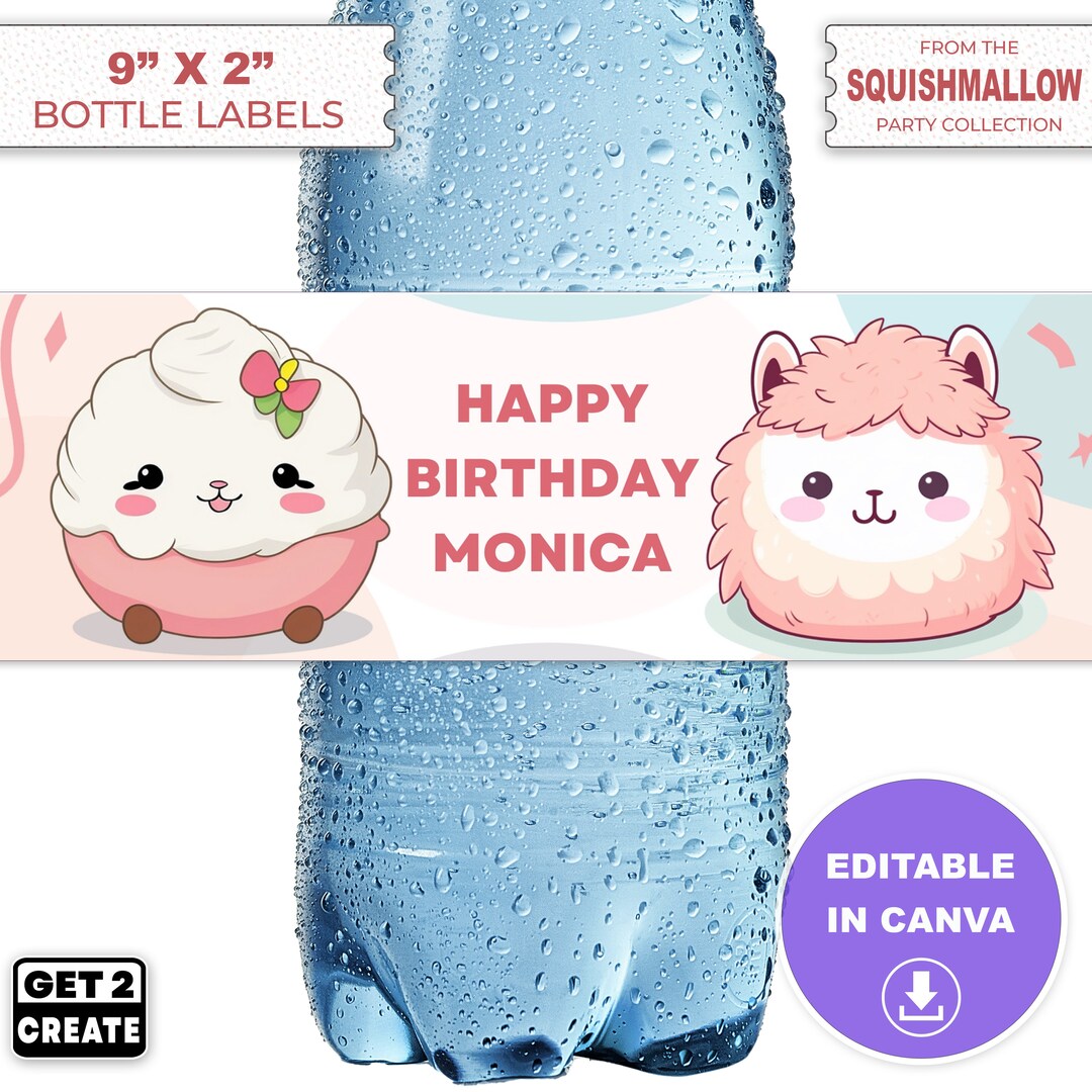 Printable Squishmallows Water Bottle Labels for Kids Party Favor ...
