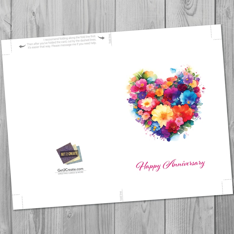 Anniversary Printable Card, Instant Download, Happy Anniversary, Blank ...