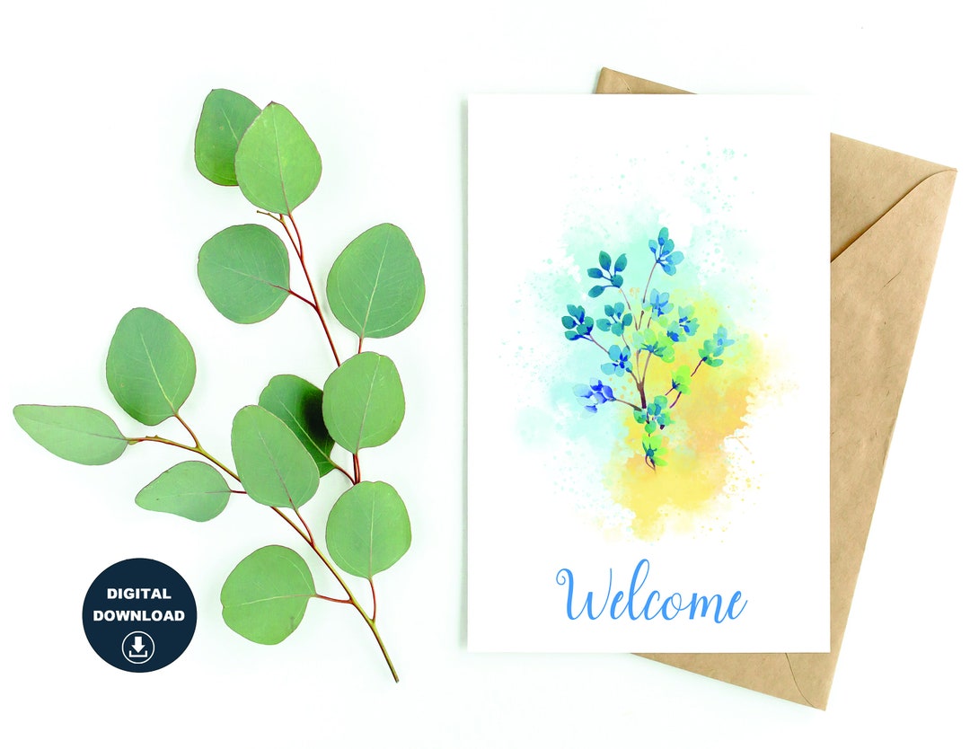 Printable Welcome Card Instant Download Blank Inside DIY Print at Home ...