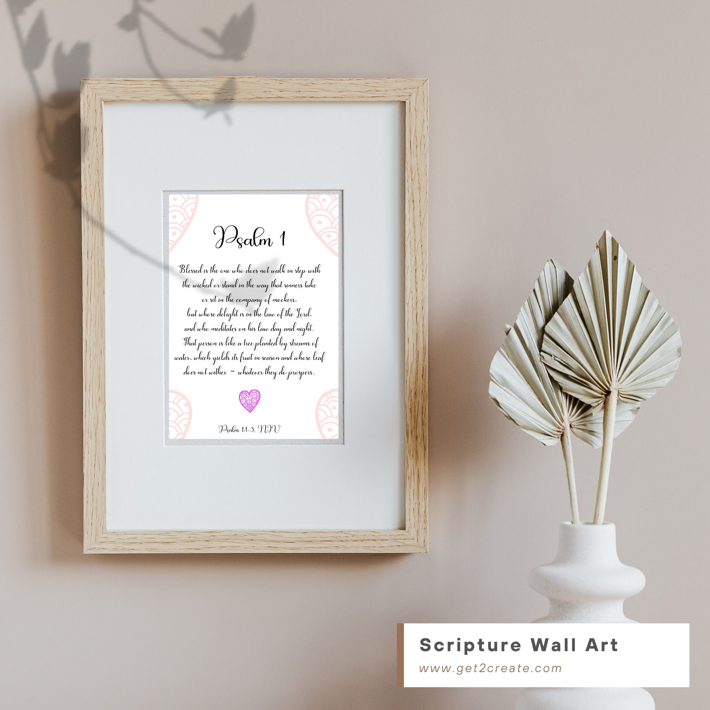 Psalm 1, Printable Wall Art, Aesthetic Bible Verse Wall Art, Minimalist ...