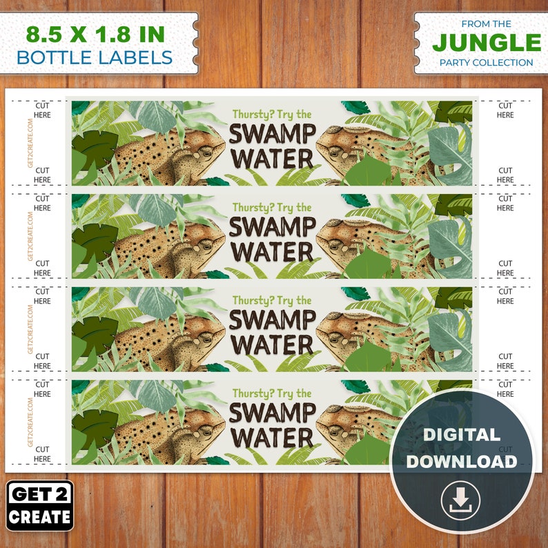 Kids Party Printable Water Bottle Labels Jungle Theme Birthday Party ...