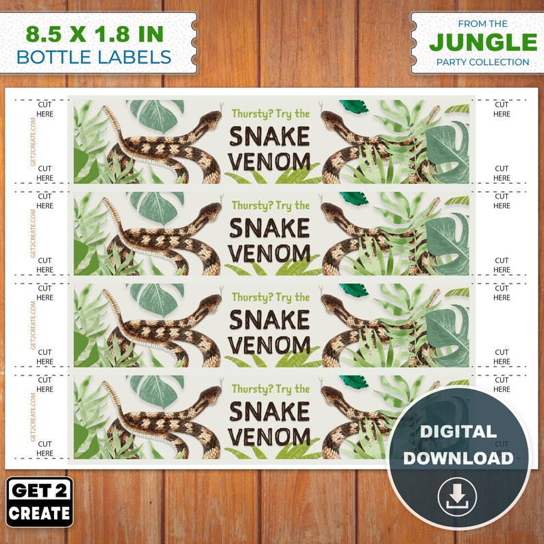 Kids Party Printable Water Bottle Labels Jungle Theme Birthday Party ...