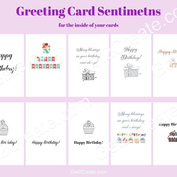 Printable Birthday Sentiments - Etsy