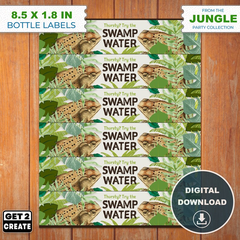 Kids Party Printable Water Bottle Labels Jungle Theme Birthday Party ...
