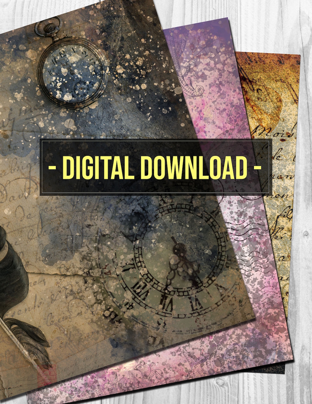 Junk Journal Printable Digital Pages Scrapbook Print Vintage Clock ...