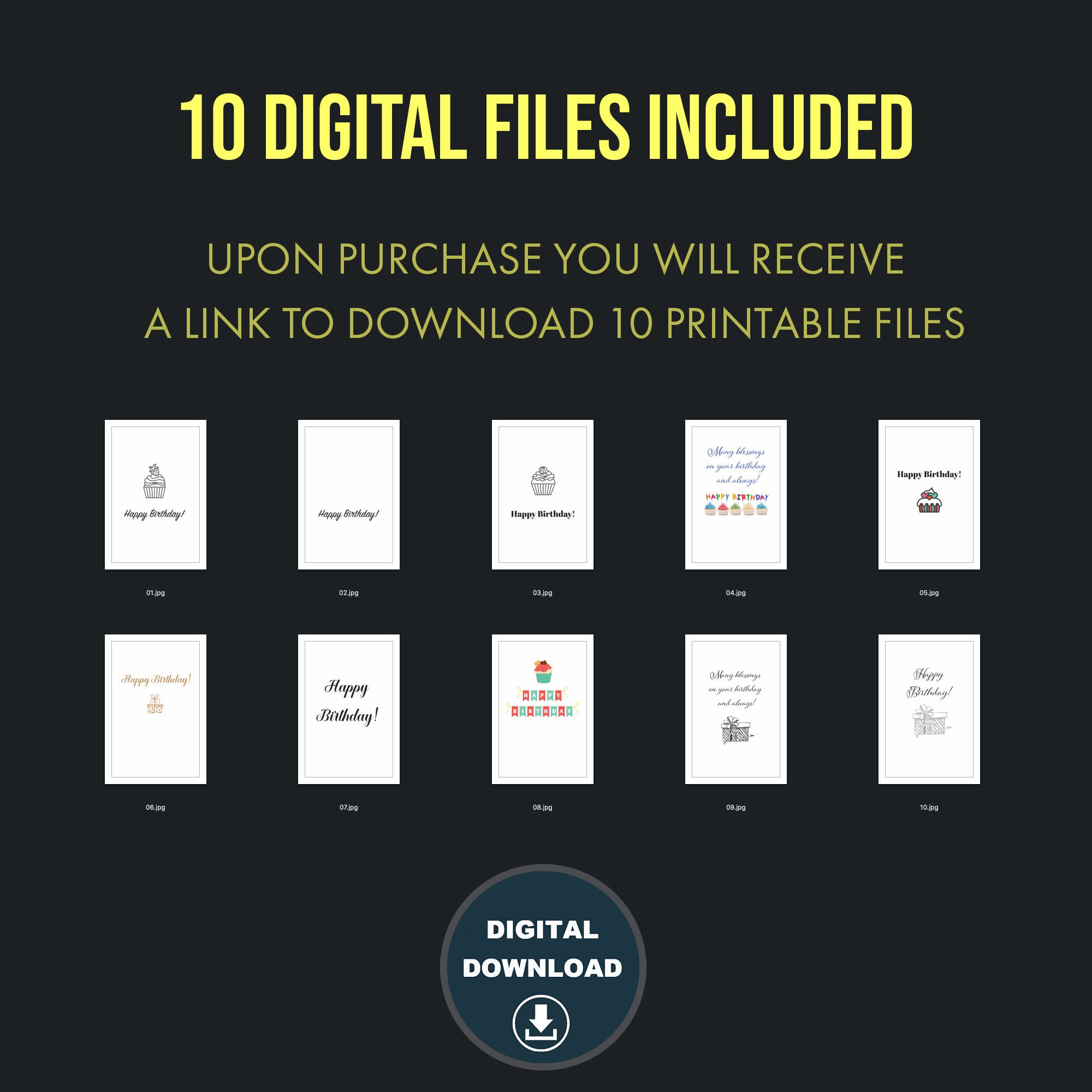 Birthday Sentiments for Cards Set of 10, Printable Birthday Sentiments ...