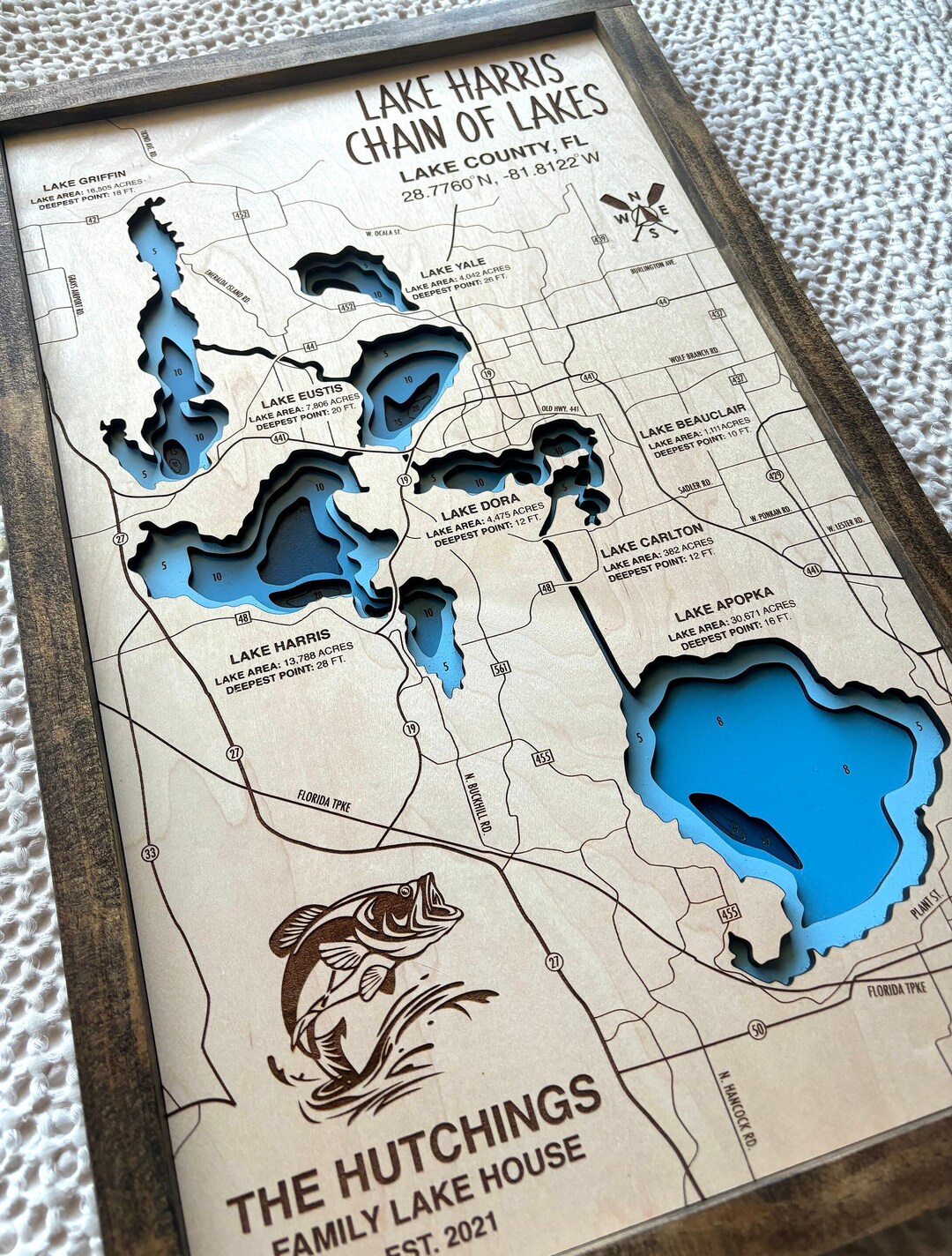 Custom 3D Lake Map, Any Lake, Custom Designs, Laser Engraved, Wall Art ...