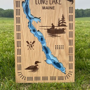 Custom Laser Engraved Lake Cribbage Board, Personalized Wood ...