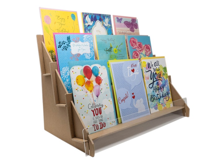 3-tier Wooden Greeting Card Display Rack With Clear Acrylic Front ...