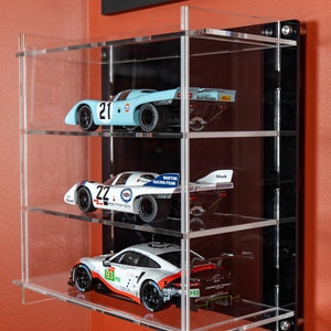 Display Case for Diecast Cars, Wall Mount, Clear and Black Acrylic ...