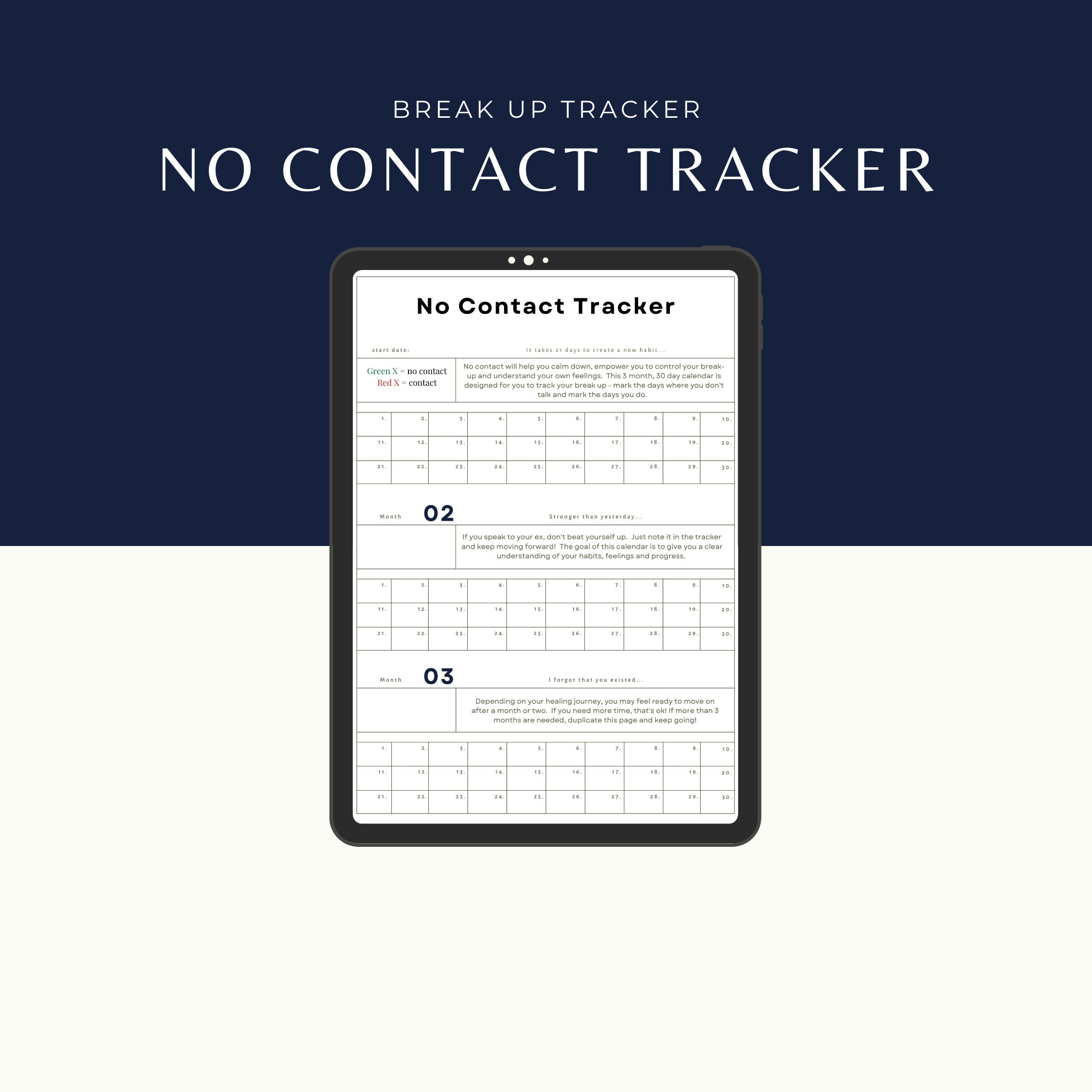 No Contact Break-up 3 Month Tracker - Etsy