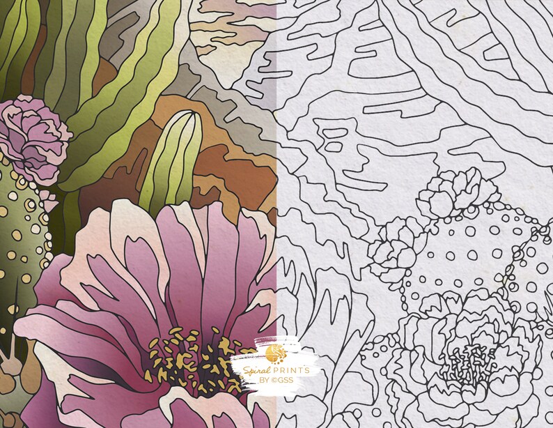 PRINTABLE Coloring Page | Nature Design | Desert Cactus Flower ...