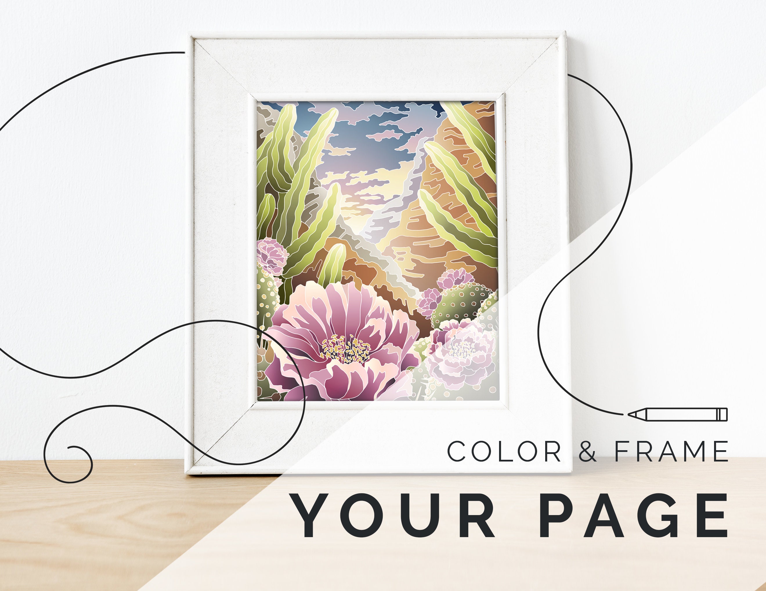 PRINTABLE Coloring Page | Nature Design | Desert Cactus Flower ...