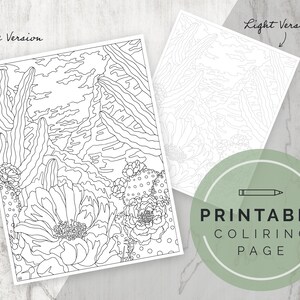 PRINTABLE Coloring Page | Nature Design | Desert Cactus Flower ...