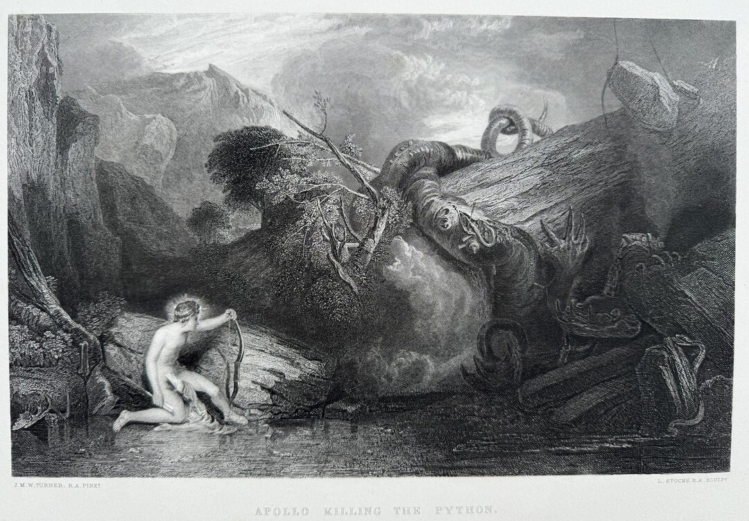 JMW Turner - Apollo Killing the Python - Original Antique Engraving ...