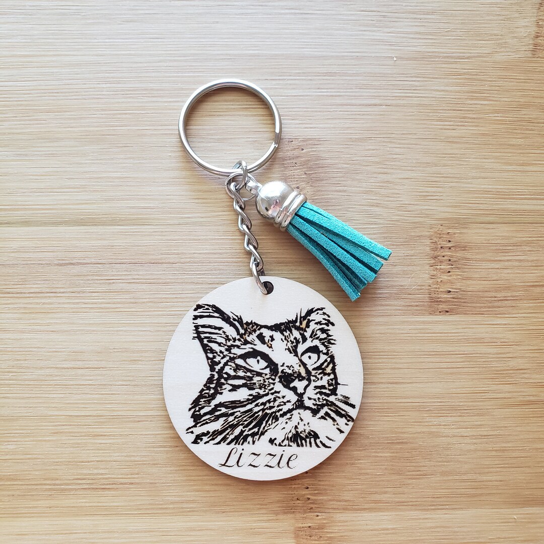 Custom Pet Photo Wood Keychain - Etsy