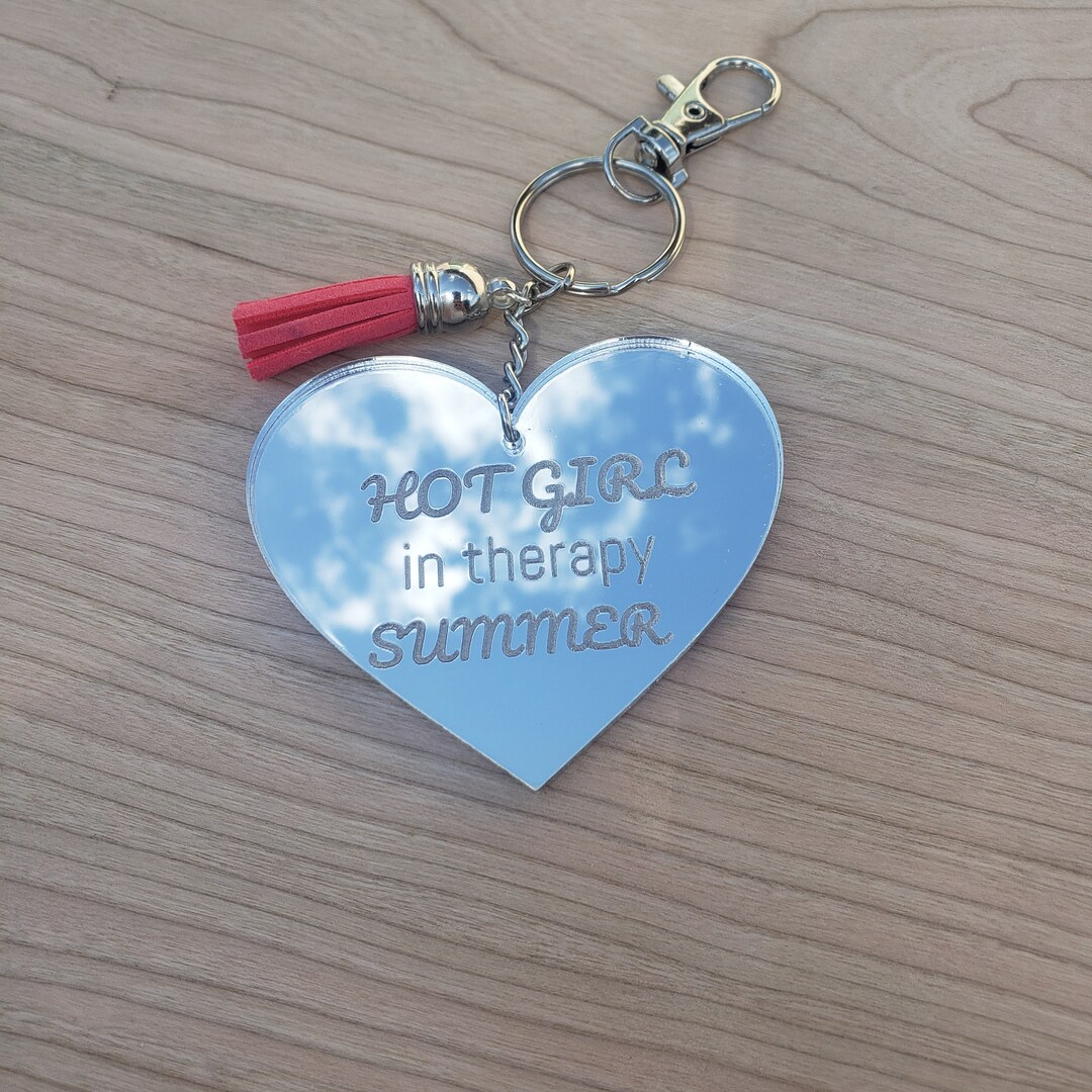 Hot Girl in Therapy Summer Heart Mirror Keychain/purse Clip - Etsy