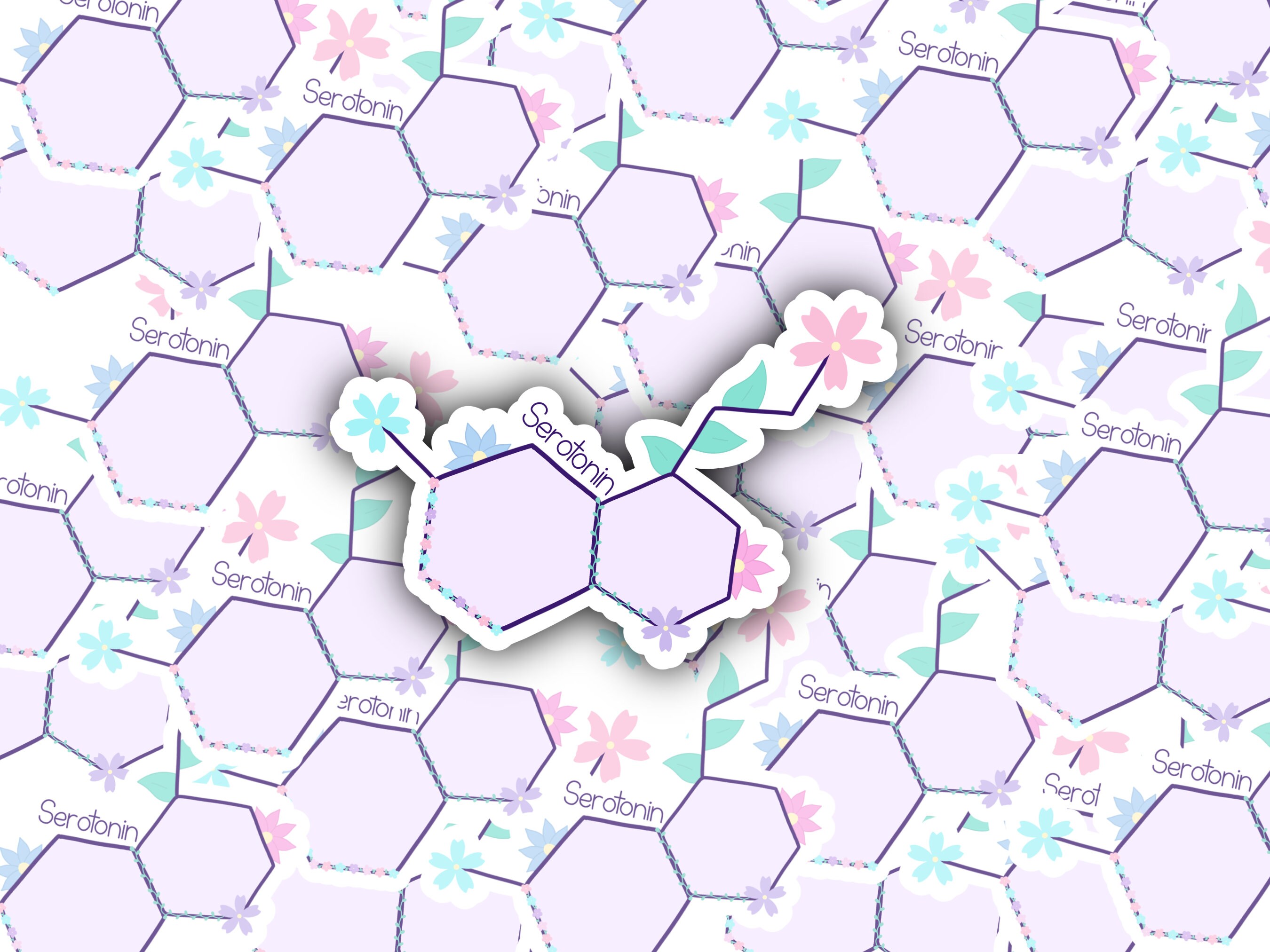 Serotonin Floral Chemical Symbol Sticker! - Etsy