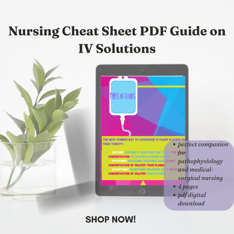 Nursing Cheat Sheet PDF Guide to IV Solutions Instant Printable ...