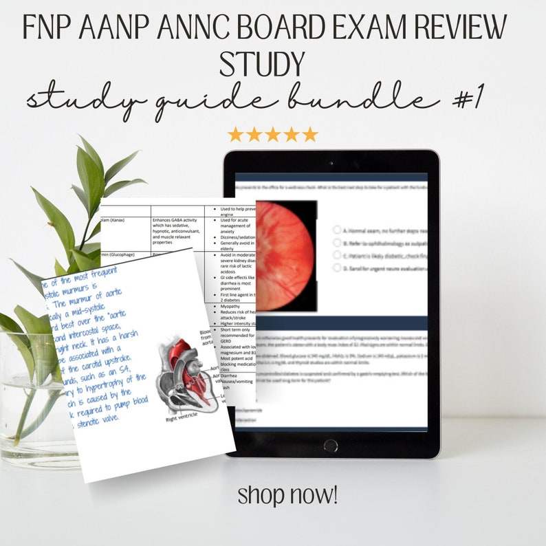 FNP AANP ANNC Board Exam Review Study Guide Bundle #1 Family Nurse ...