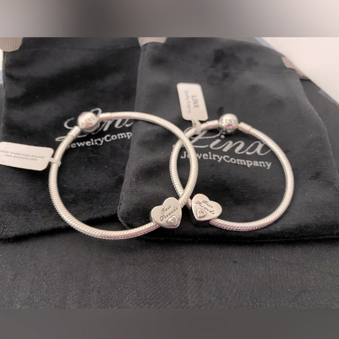 Matching Sterling Silver Friends Charm Bracelets, Snake Chain - Etsy