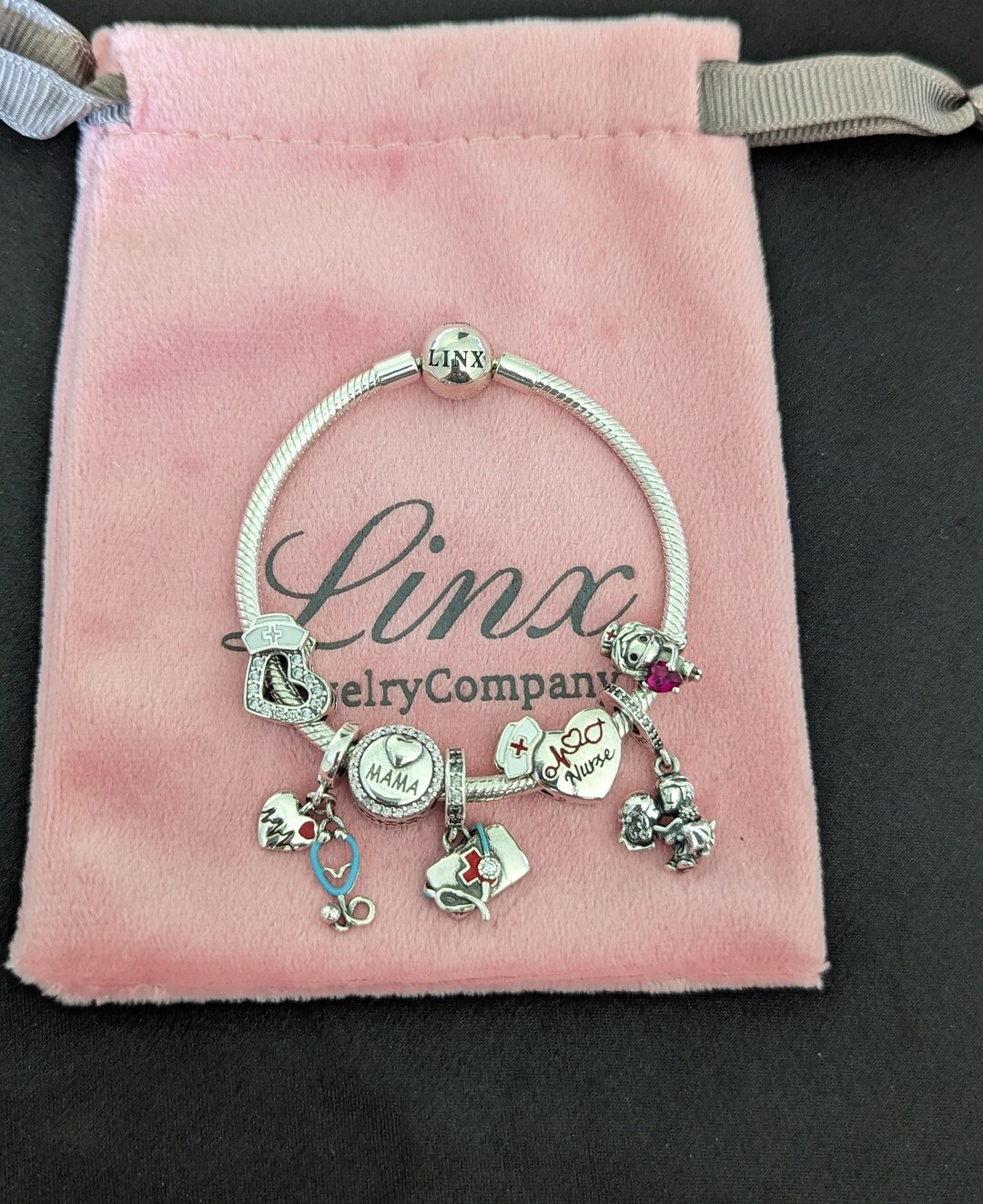 Linx Bracelet With Mom Wife and Nurse Themed Charms - Etsy