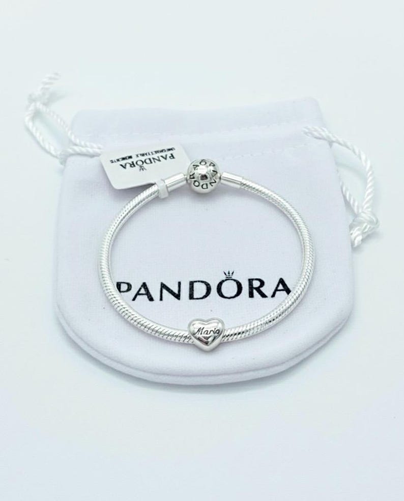 Pandora Moments Smooth Snake Chain Charm Bracelet With Personalized ...