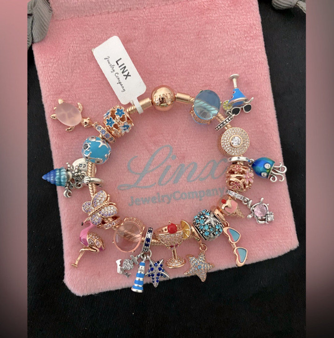 Linx Rose Gold Bracelet With Beach and Summer Themed Charms - Etsy