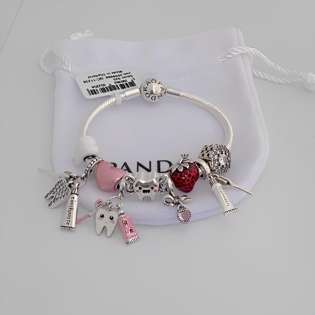 Pandora Moments Smooth Snake Chain Bracelet With Dentistry Themed ...