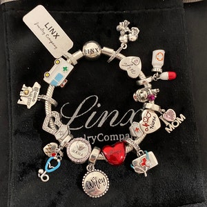 Linx Bracelet With Wife Mom and Nurse Themed Charms - Etsy