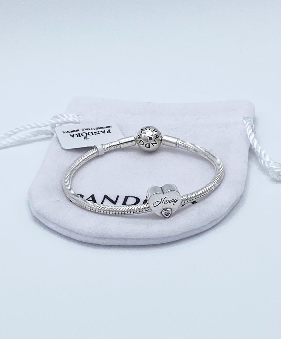 Pandora Bracelet With Nanny Heart Charm 925 Sterling Silver - Etsy