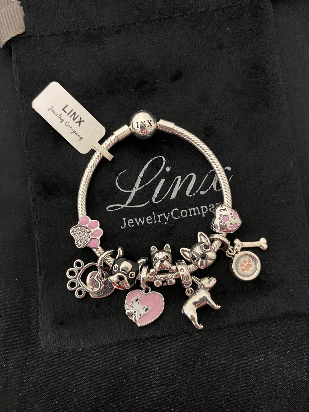 Linx Bracelet With Pink French Bulldog Frenchie Themed Charms - Etsy