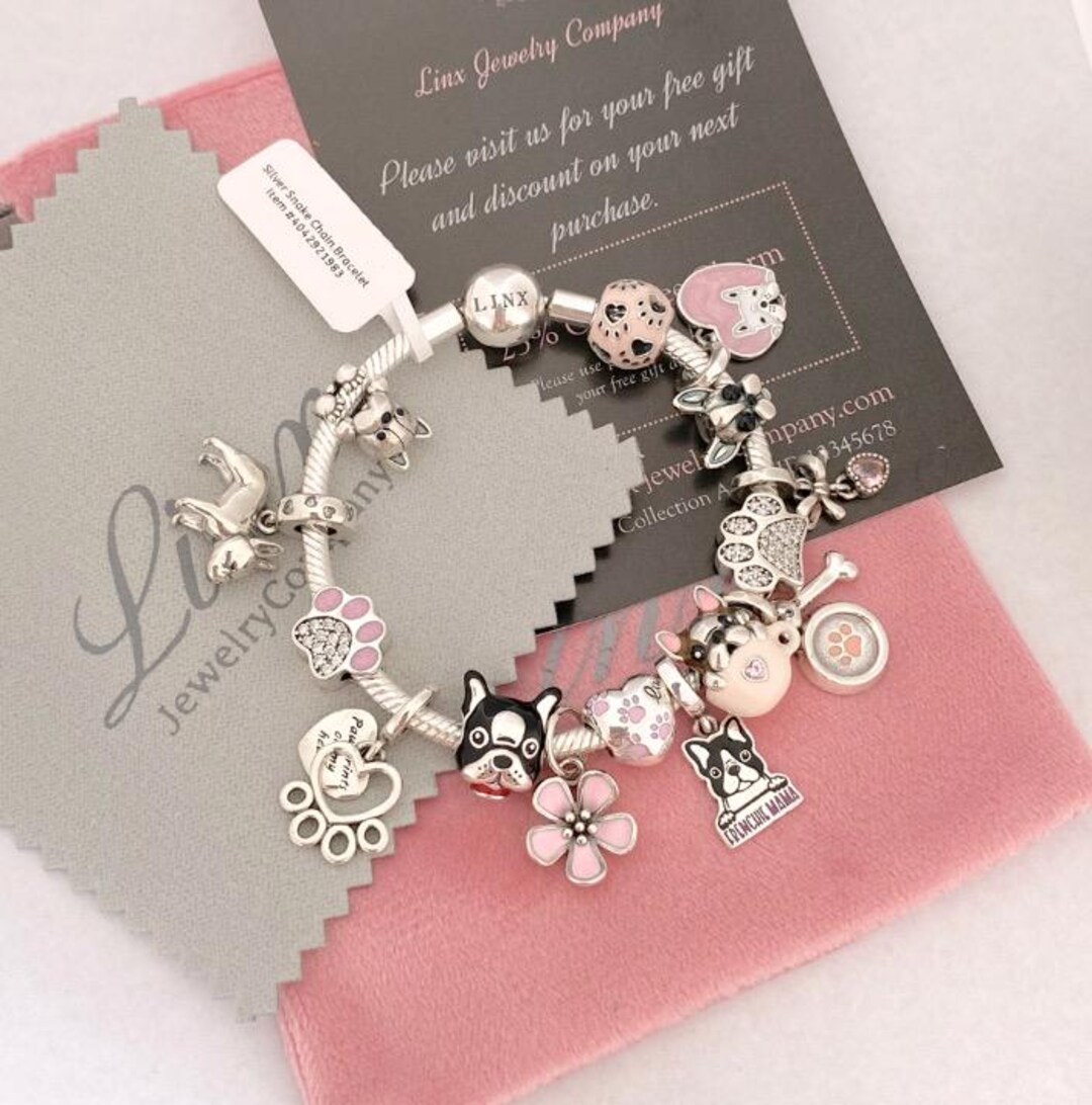 Linx Bracelet With French Bulldog Frenchie Dog Themed Charms 925 ...