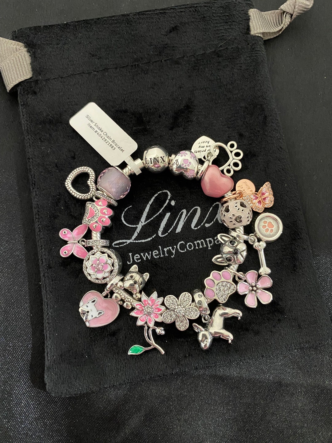 Linx Bracelet With Pink French Bulldog Frenchie Themed Charms - Etsy