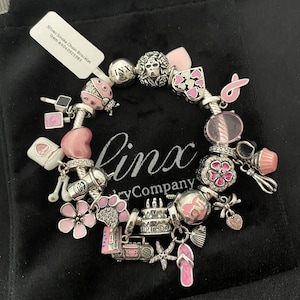 Linx Bracelet With Pink Themed Charms 925 Sterling Silver - Etsy UK