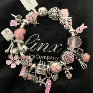 Linx Bracelet With Pink Themed Charms 925 Sterling Silver - Etsy UK