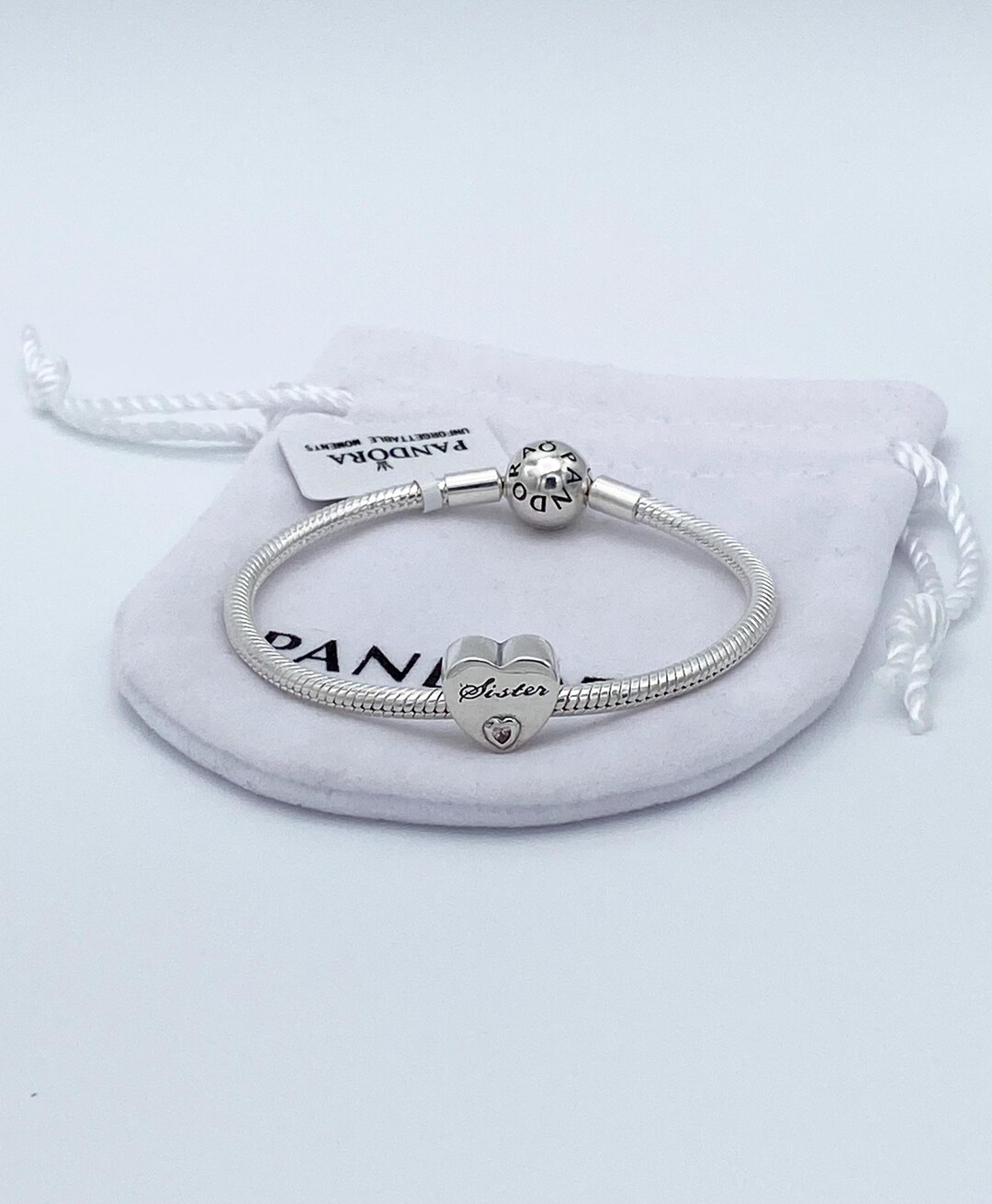 Pandora Bracelet With Sister Heart Charm 925 Sterling Silver - Etsy